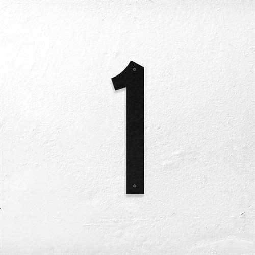 Husnummer i metal. Dollerup 20 cm, Sort. Tallet 1